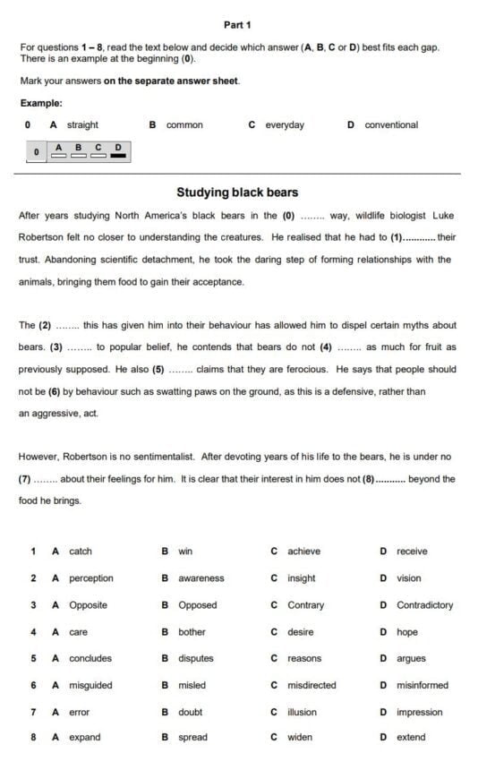 Cambridge C1 Advanced CAE Reading and use of English Part 1