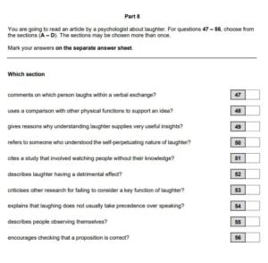 Cambridge C1 (CAE): Reading and Use of English Part 8